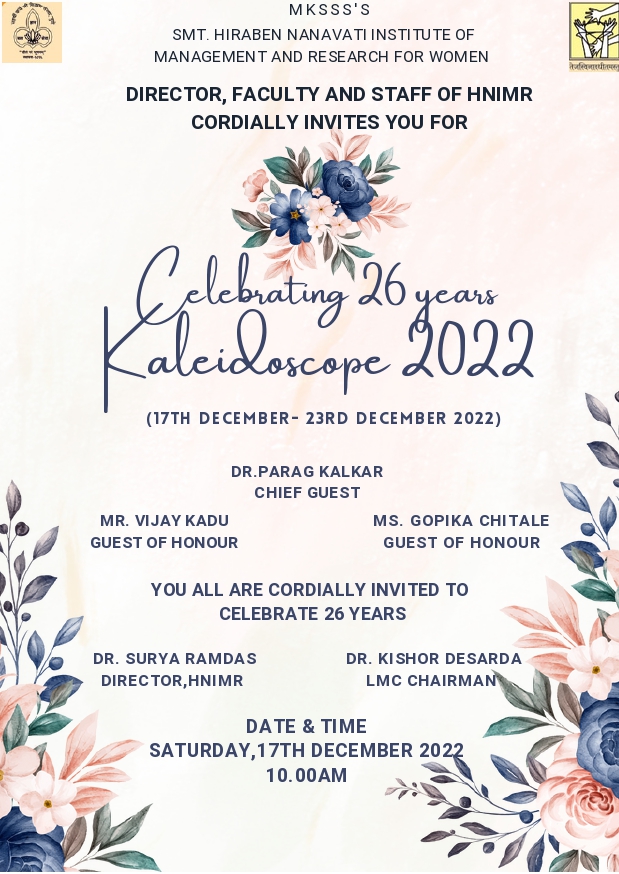 Kaleidoscope 2022 - Invitation - Smt. Hiraben Nanavati Institute of ...